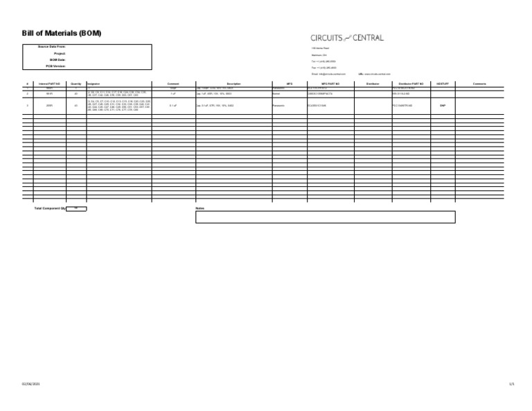 Bill of Materials Template 14 | PDF | Production And Manufacturing ...
