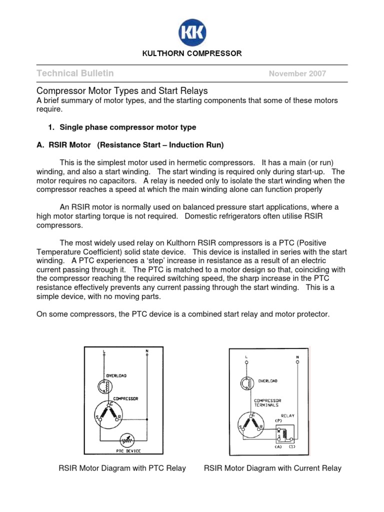 Compressor Motor Types and Start Relays | PDF | Relay | Capacitor