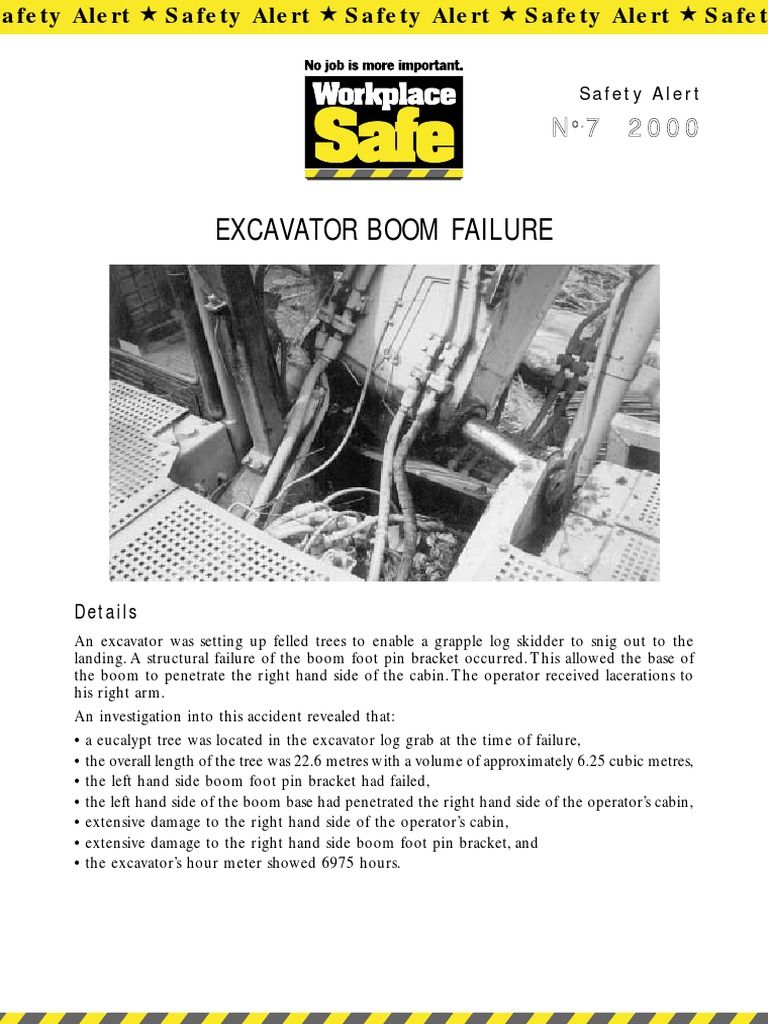 Excavator Boom Failure Safety Alert | PDF