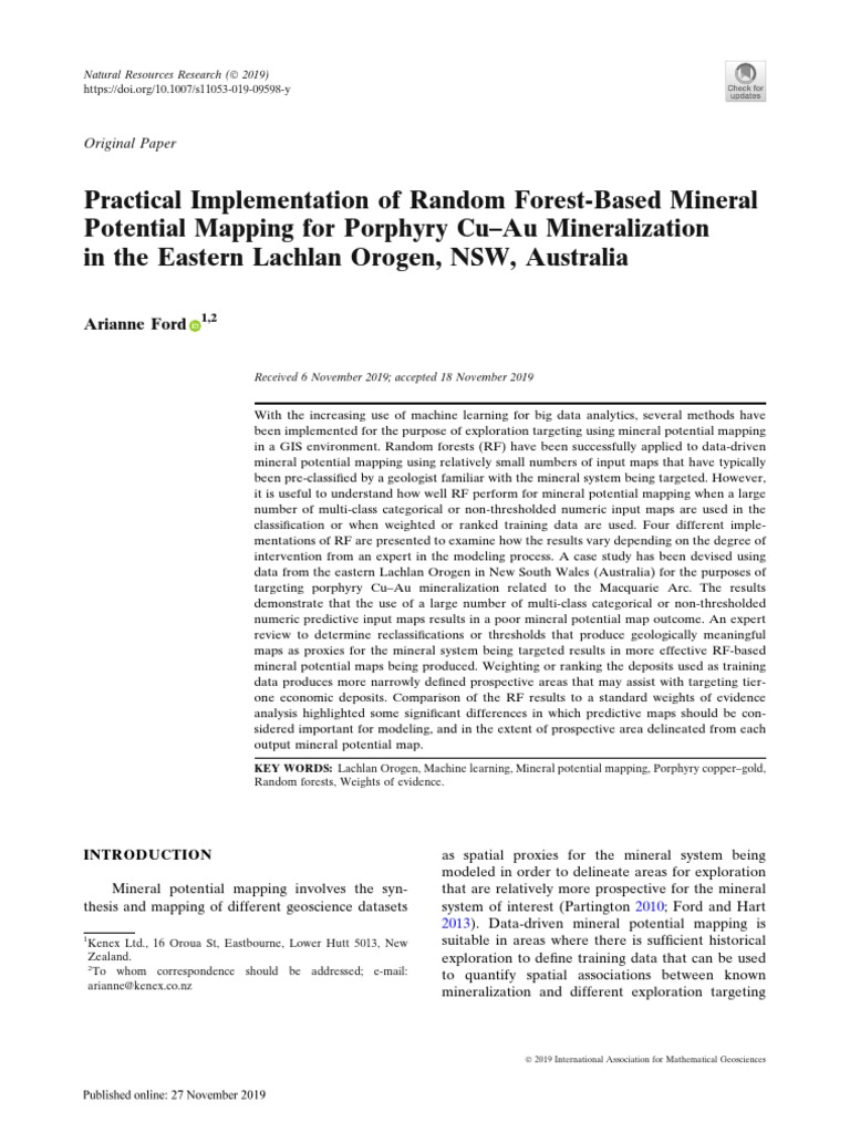 Practical Implementation of Random Forest-Based Mineral | PDF | Statistical Classification ...