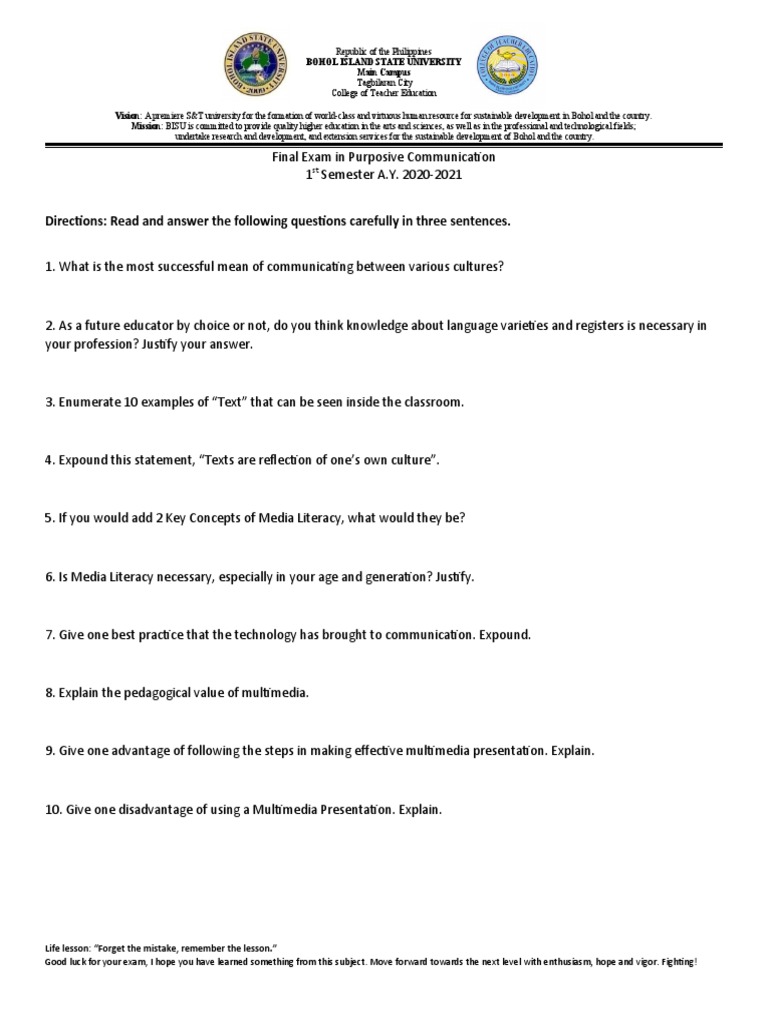 Final Exam PurCom | PDF