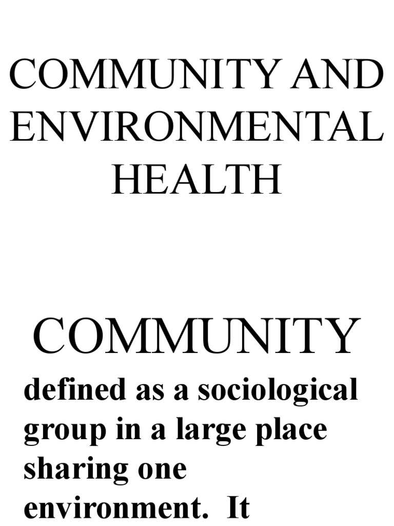 Community and Environmental Health Defined | PDF