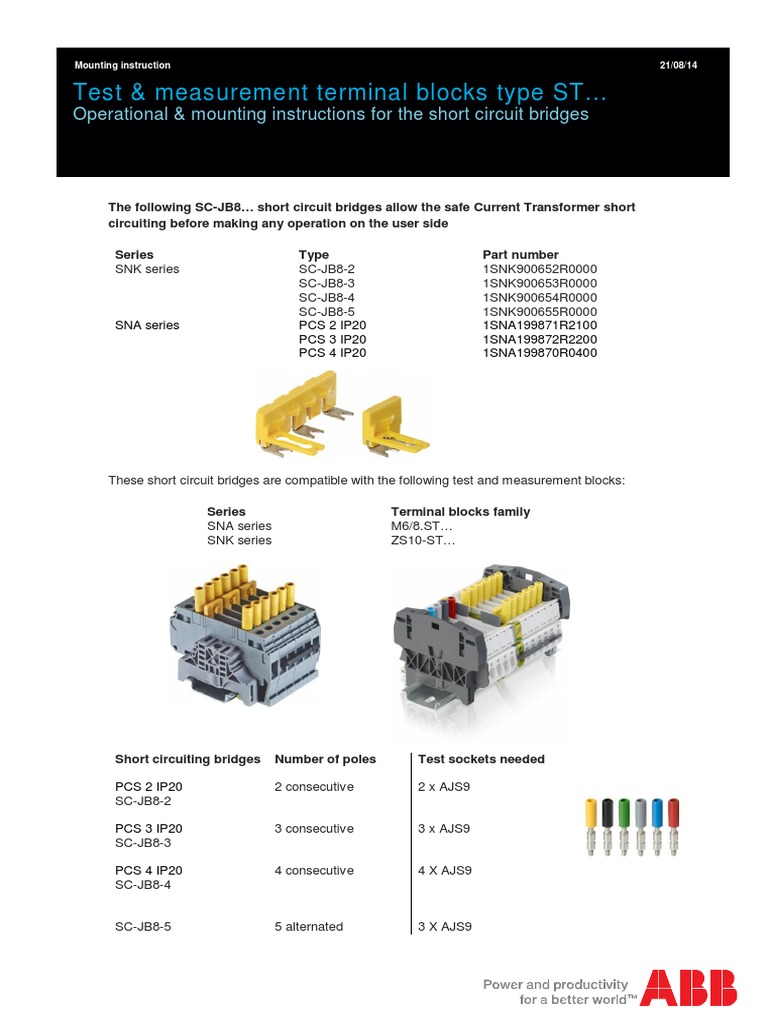 Test & Measurement Terminal Blocks Type ST : Operational & Mounting ...