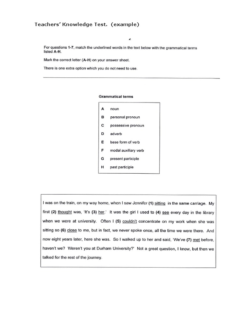 Teachers' Knowledge Test. (Example) | Download Free PDF | Question ...