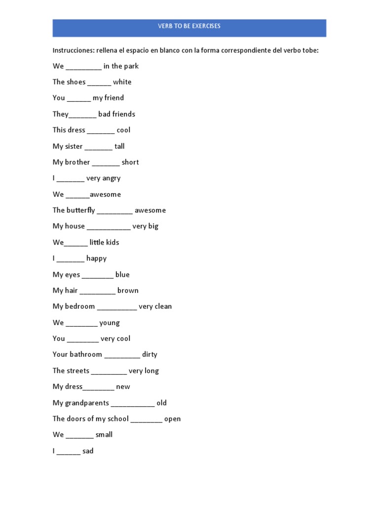 Verb To Be Activities | PDF