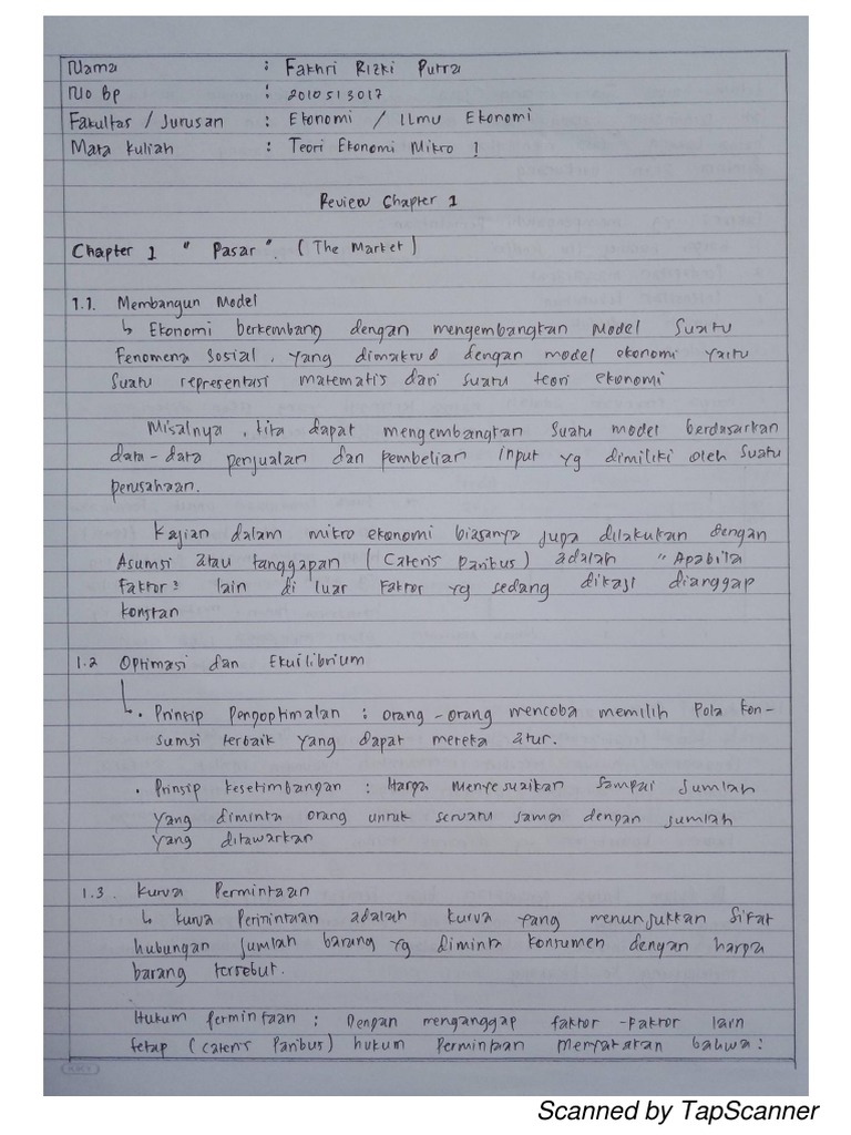Fakhri Rizki Putra - 2010513017 - Tugas Review Chapter 1 Teori Ekonomi ...