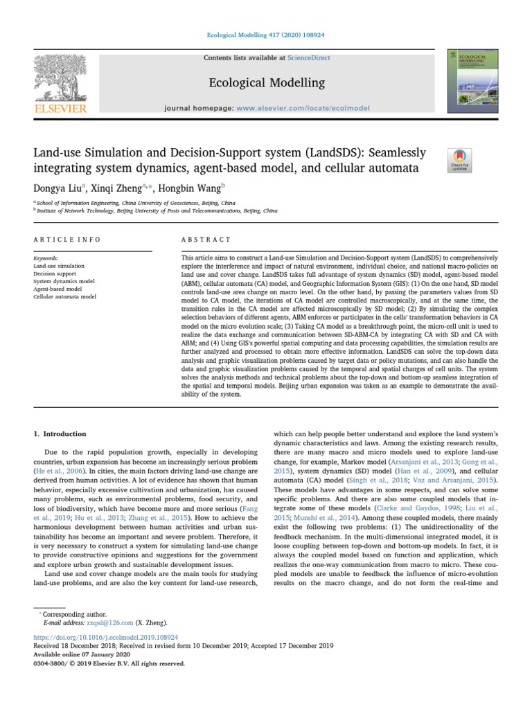 LandSDS: Integrated Land-Use Modeling | PDF | Agent Based Model ...