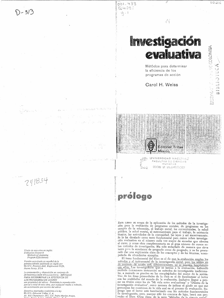 Weiss, C. H. (1983) - Investigación Evaluativa | PDF
