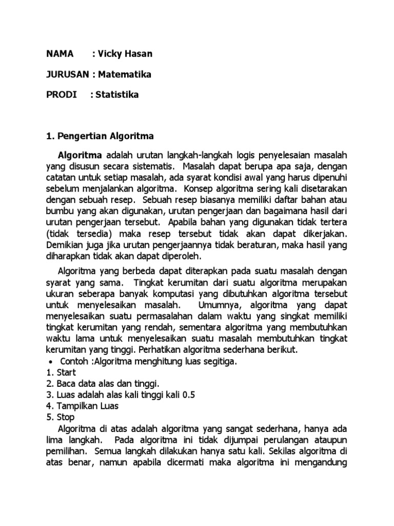 Tugas Algoritma Dan Pemrograman | PDF | Metode & Bahan Ajar | Komputer