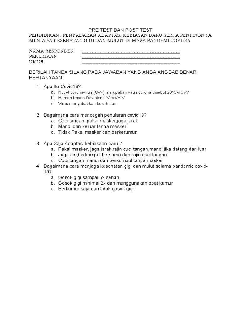 Pre Test Dan Post Test | PDF