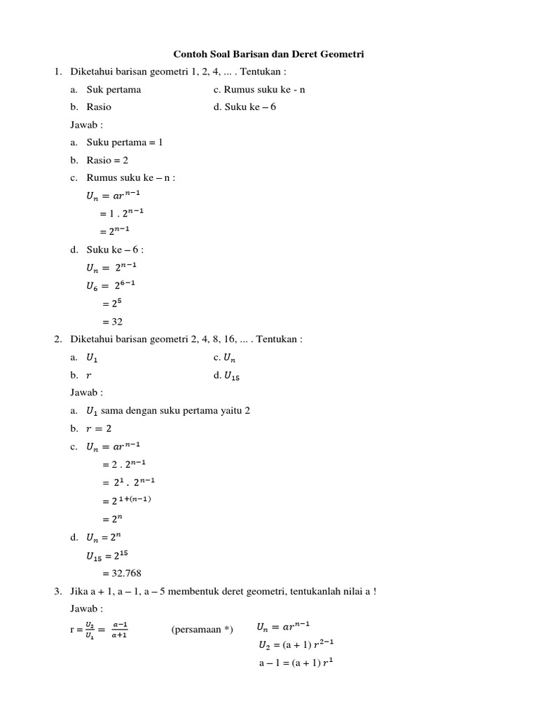 Contoh Soal Barisan Dan Deret Geometri | PDF | Metode & Bahan Ajar ...
