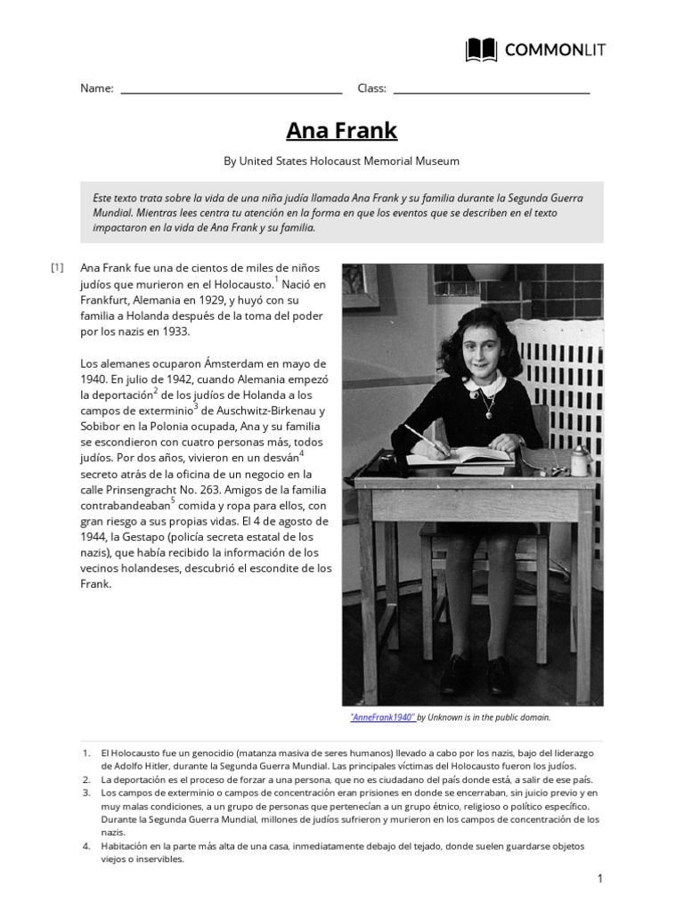 Ana Frank-Teacher | PDF | Anne Frank | El Holocausto