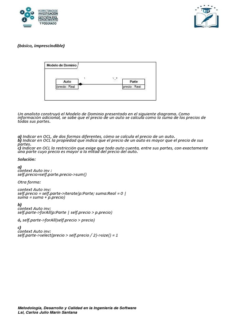 Taller 17 Nov. Ejercicios OCL | PDF | Informática | Business
