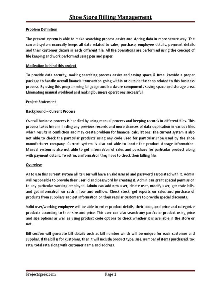 Shoe Shop Management System Abstract | PDF | Microsoft Sql Server ...