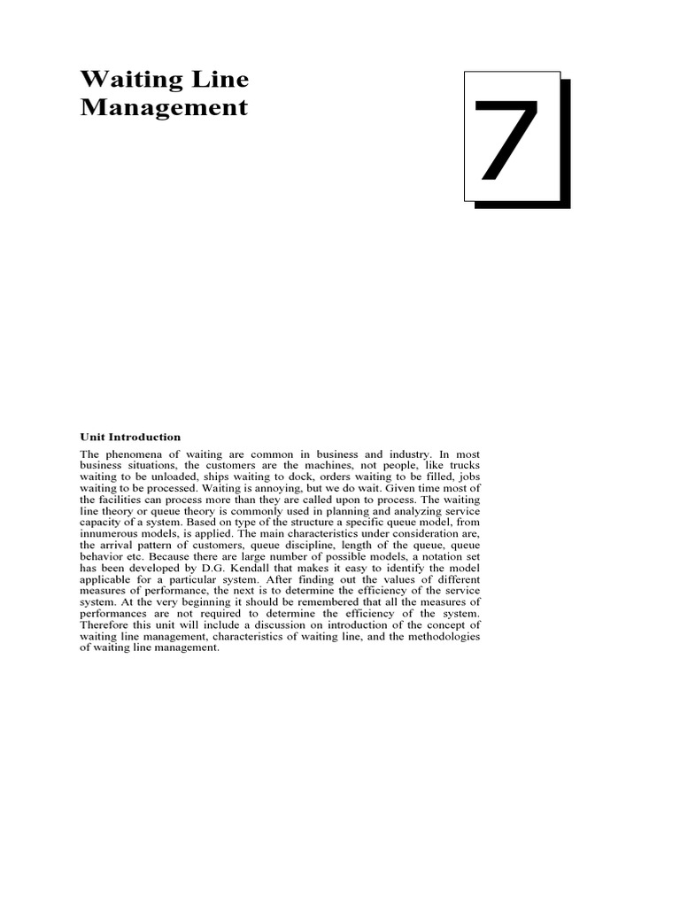 Waiting Line Management: Unit Introduction | PDF | Customer ...