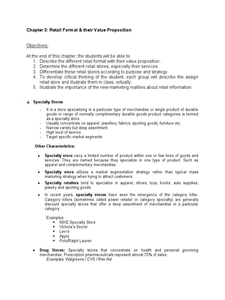 Chapter 3 - Retail Format & Their Value Proposition | Download Free PDF ...
