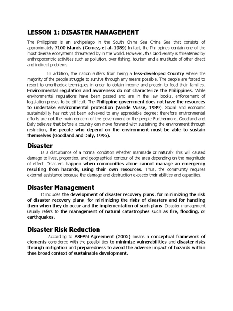 Disaster Management Summary | PDF | Emergency Management | Fires