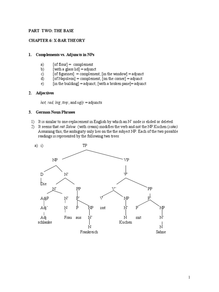 Generative Syntax - Carnie Chapters 6&7 | PDF