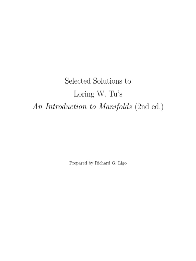 Solutions - An Introduction To Manifolds | PDF | Basis (Linear Algebra ...
