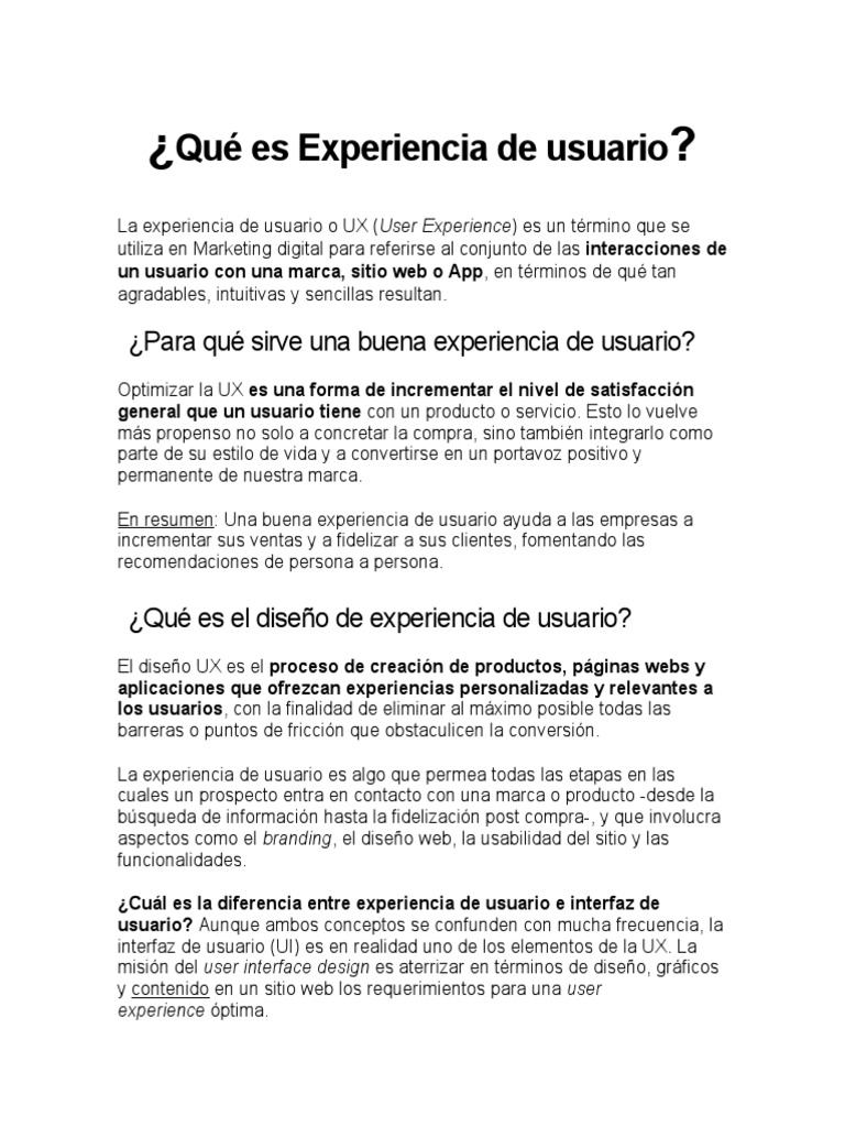 Qué Es Experiencia de Usuario | PDF | Experiencia de usuario | Usabilidad