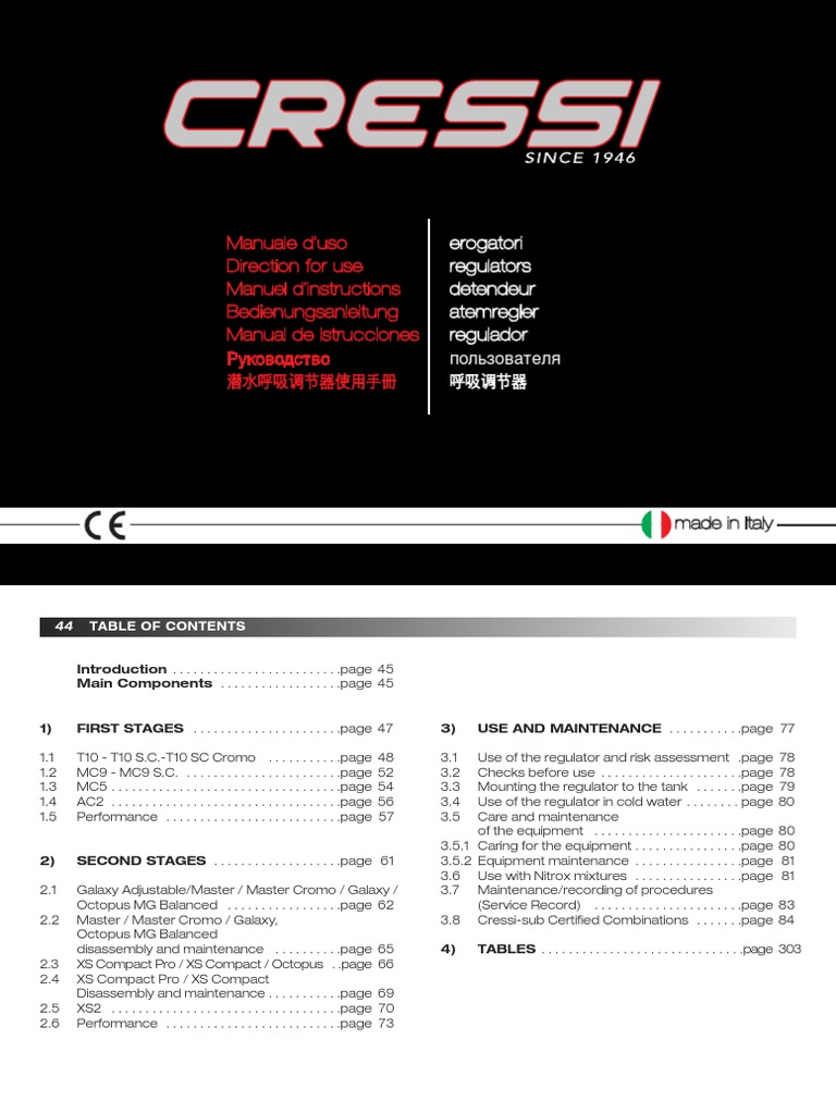 Manuale d'uso Direction for use Manuel d'instructions ...