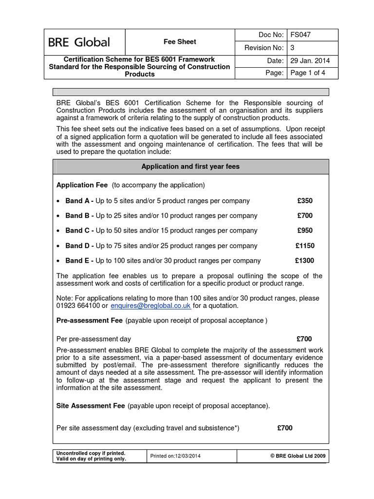 Enquires@breglobal - Co.uk: Uncontrolled Copy If Printed. Valid On Day ...