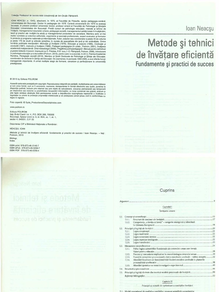Metode Si Tehnici de Invatare Eficienta. Fundamente Si Practici de ...