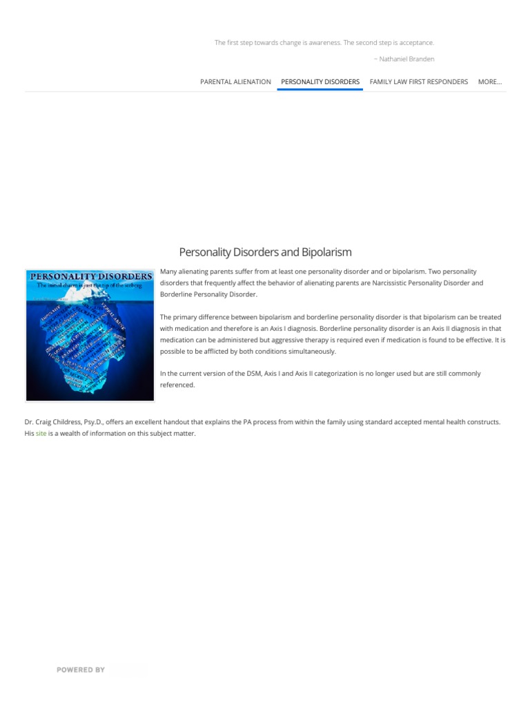 Personality Disorders and Bipolarism | PDF | Personality Disorder ...
