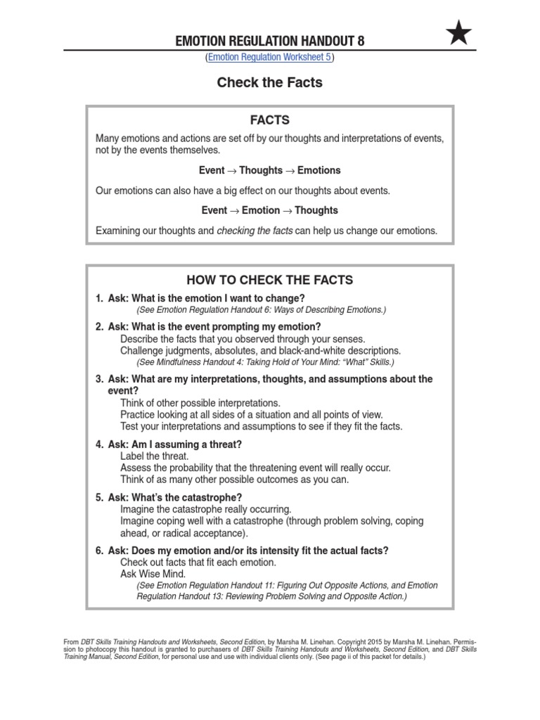 DBT Emotional Regulation Group 4 Handouts | PDF | Dialectical Behavior ...