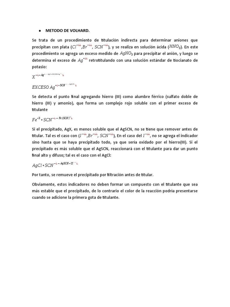 Metodo de Volhard Sub | PDF