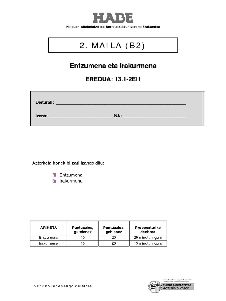 Examen Euskera | PDF
