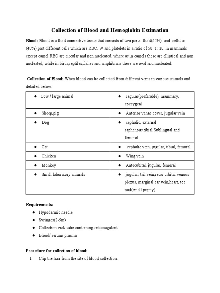 Hemoglobin Estimation Methods Guide | PDF | Hemoglobin | Blood