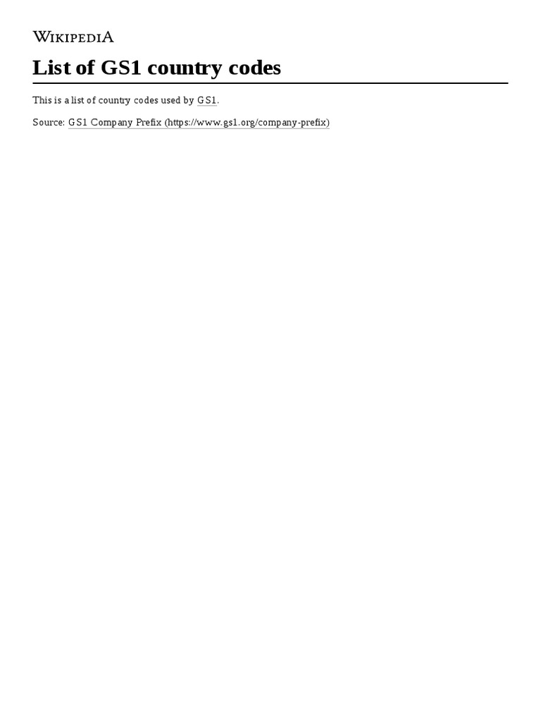 This Is A List of Country Codes Used by GS1 | PDF | Computers