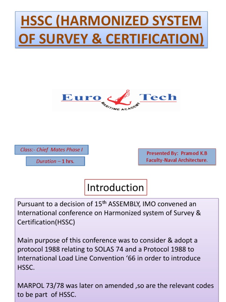 HSSC (Harmonized System of Survey & Certification) : Class:-Chief Mates ...