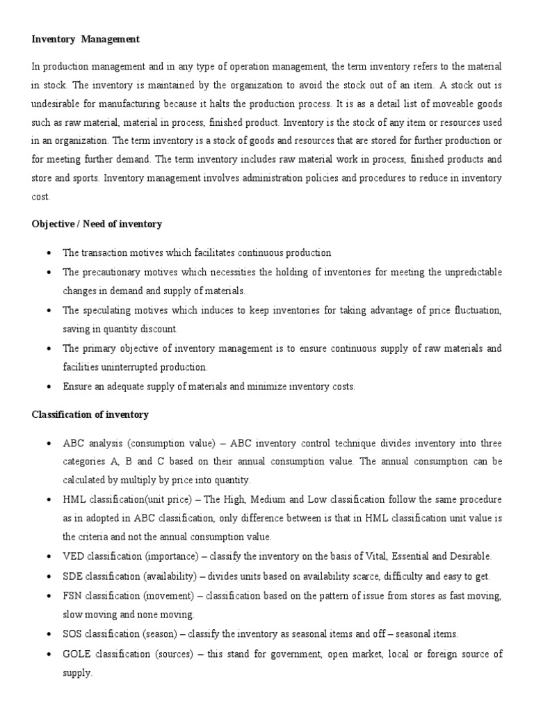 Inventory Management | PDF | Inventory | Demand