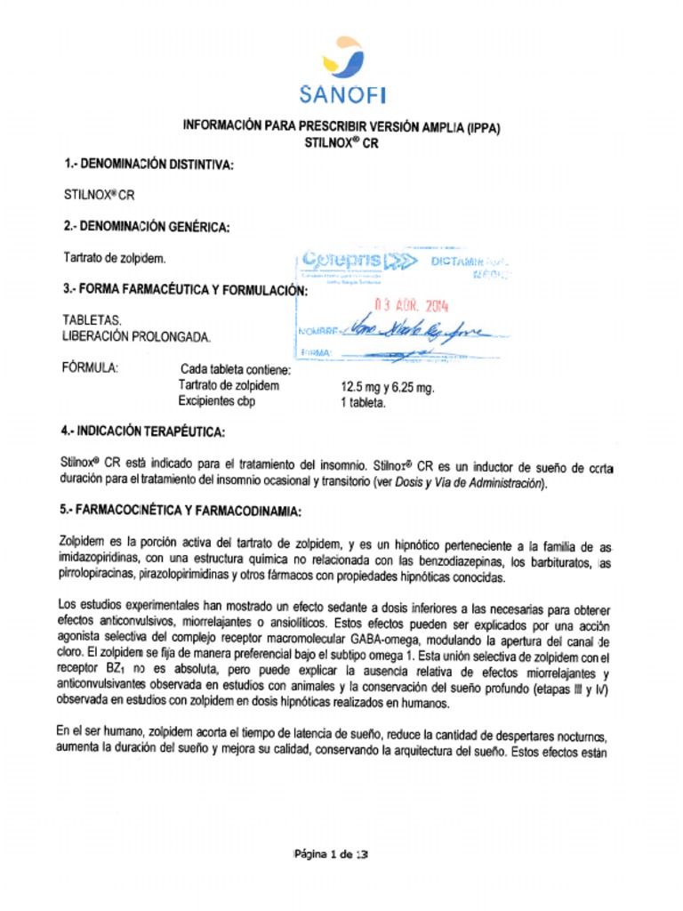 Stilnox CR Tabs - Ippa - 040414 | PDF