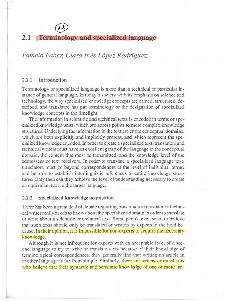 Terminology & Specialized Language | PDF