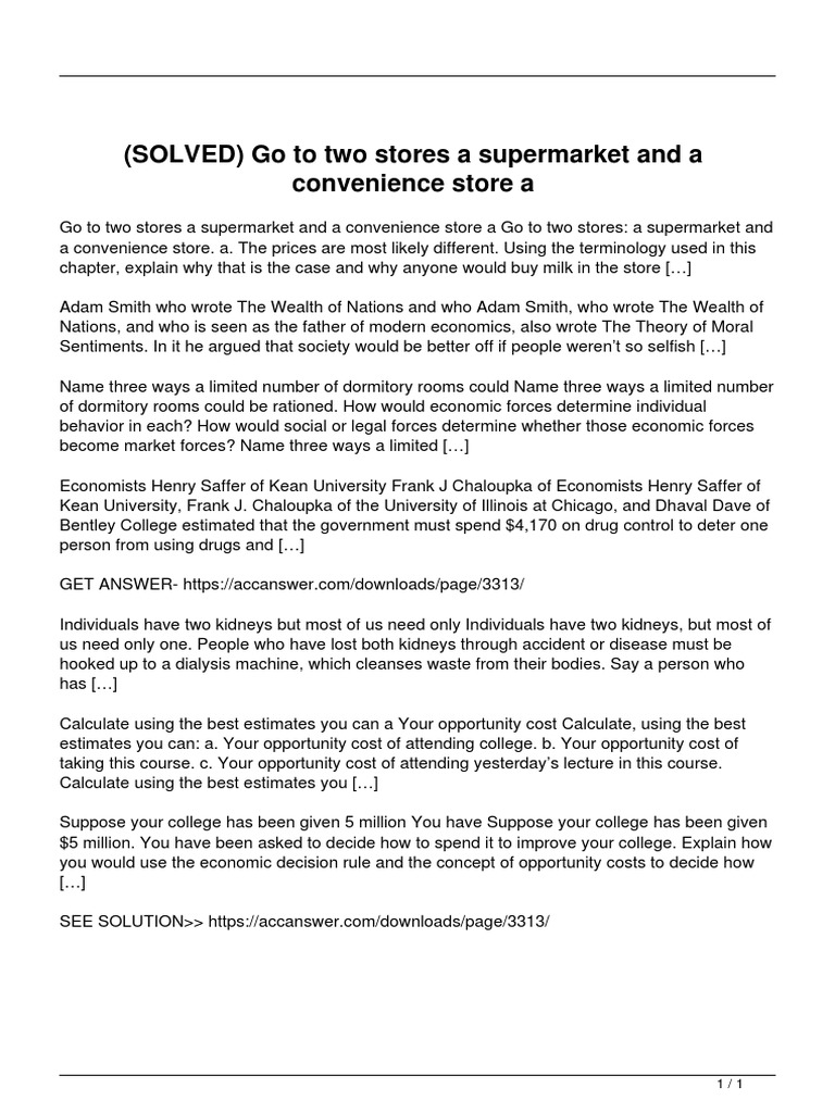 Solved Go To Two Stores A Supermarket and A Convenience Store A | PDF ...