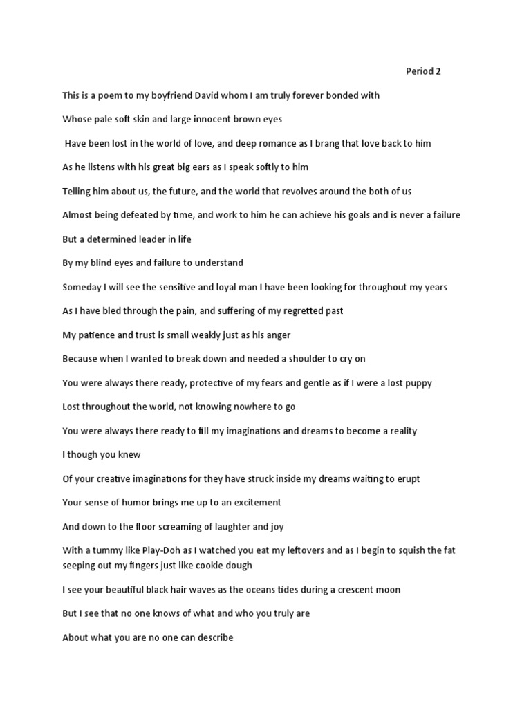 Love Poem for David by Ashley | PDF | Poetry