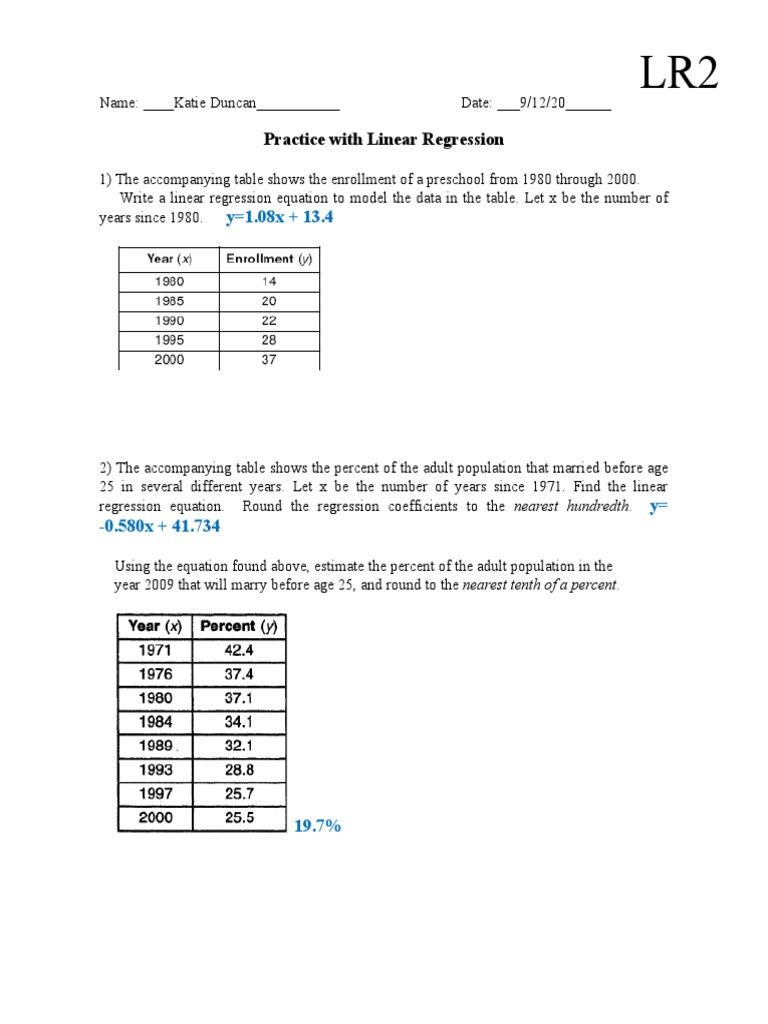 Linear Regression WRK CH 1 | PDF | Regression Analysis | Linear Regression