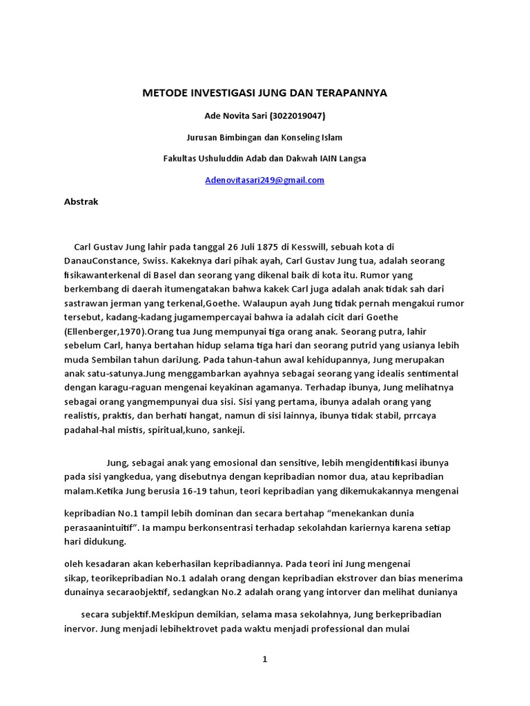 Metode Investigasi Jung: Analisis dan Aplikasi | PDF | Ilmu Sosial ...