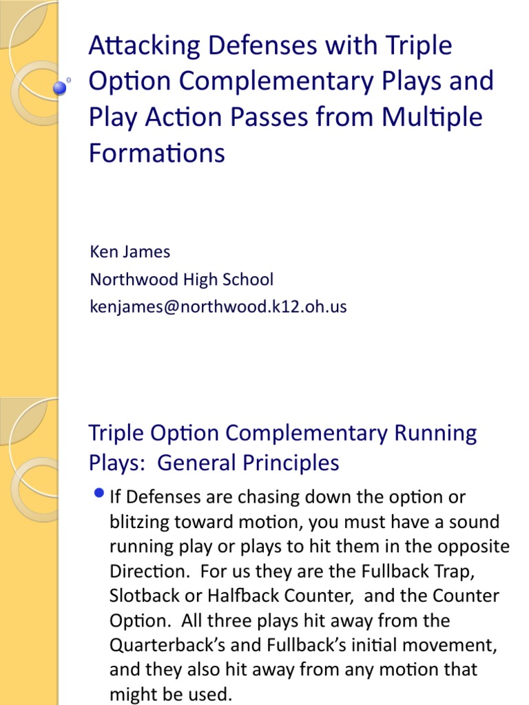 Triple Option Plays and Pass Strategies | PDF | Positions (Team Sports ...