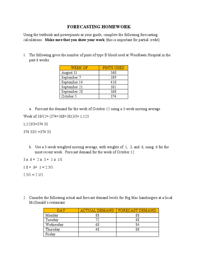 Week 3 Forecasting Homework Pdf Regression Analysis Forecasting