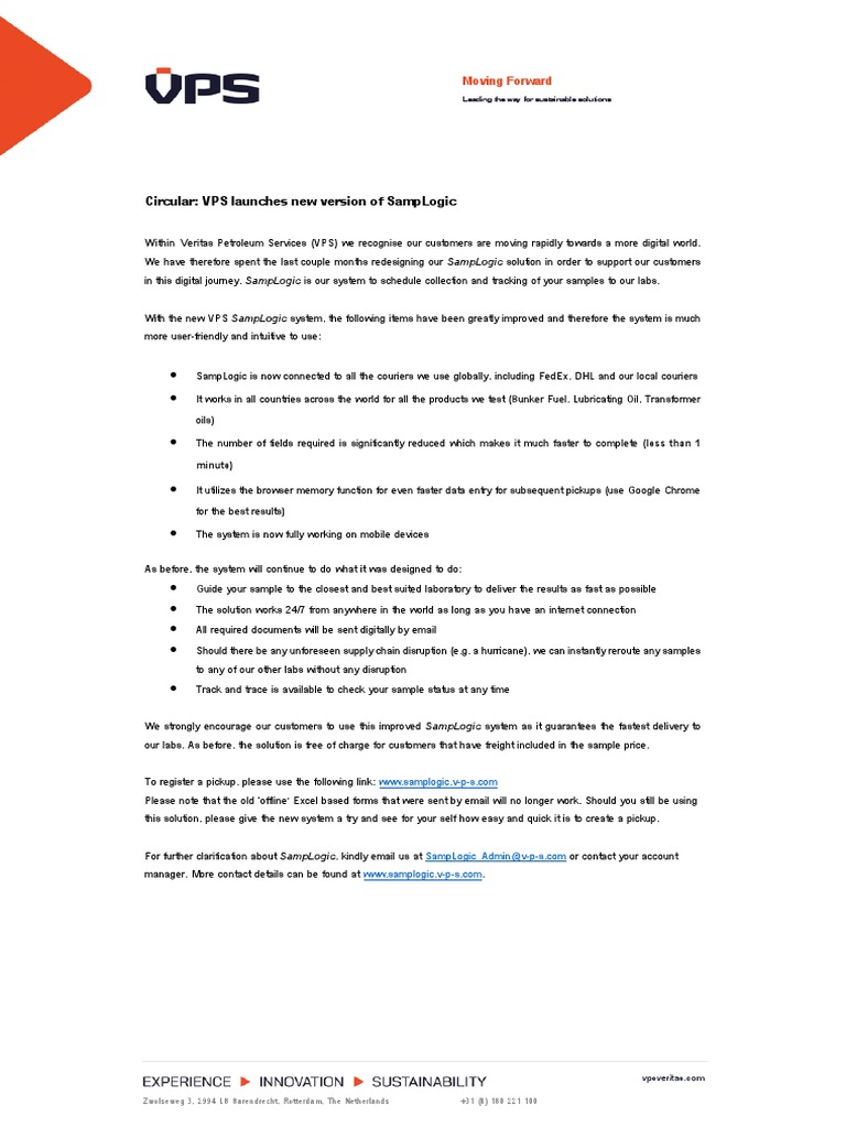 VPS SampLogic: Enhanced Sample Tracking System | PDF | Courier | Computing
