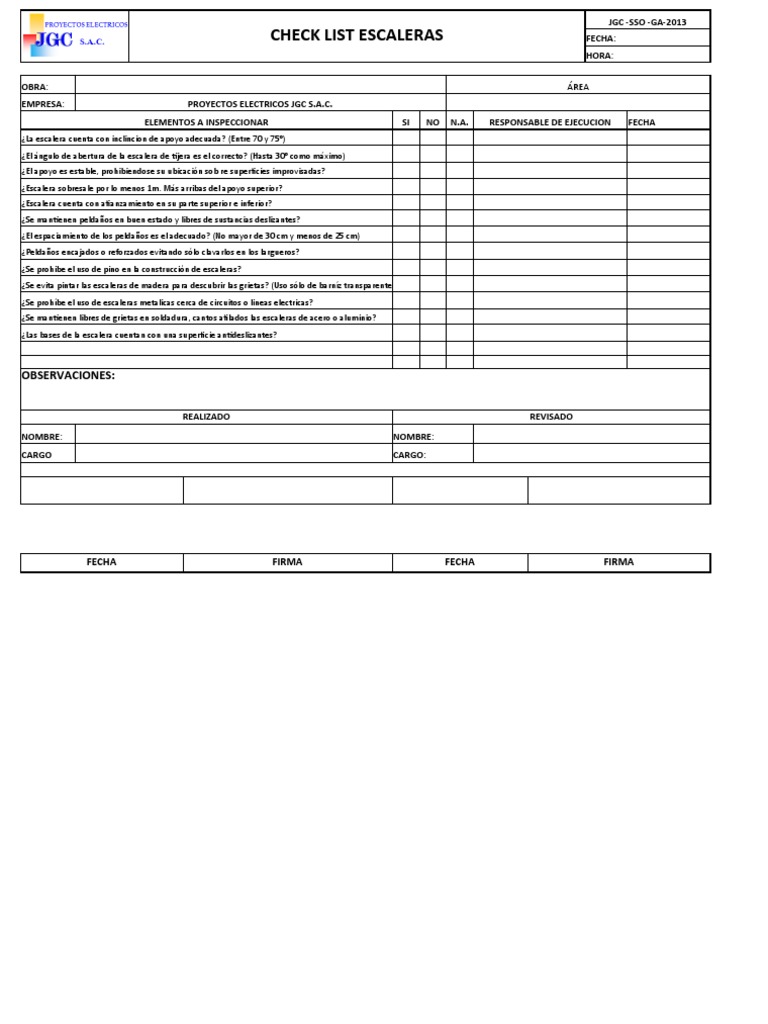 Check List Escaleras | PDF