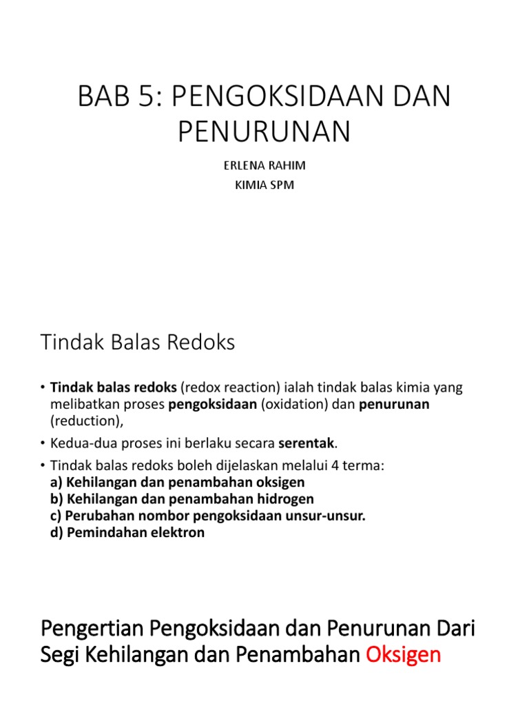 Oxidation and Reduction (KIMIA SPM) | PDF