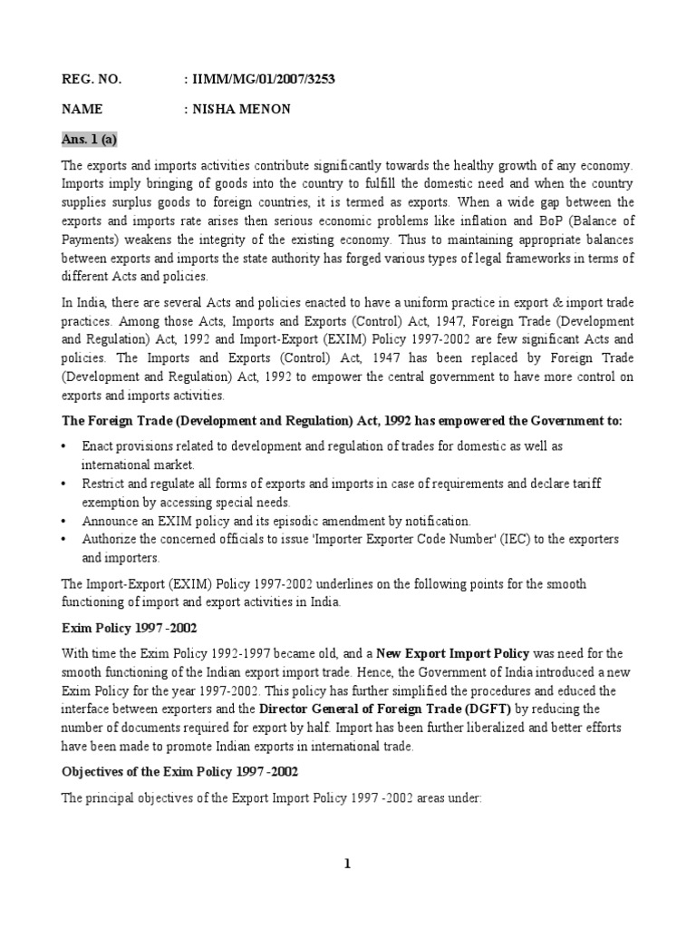 Export & Import Management Final | PDF | Business | Economies