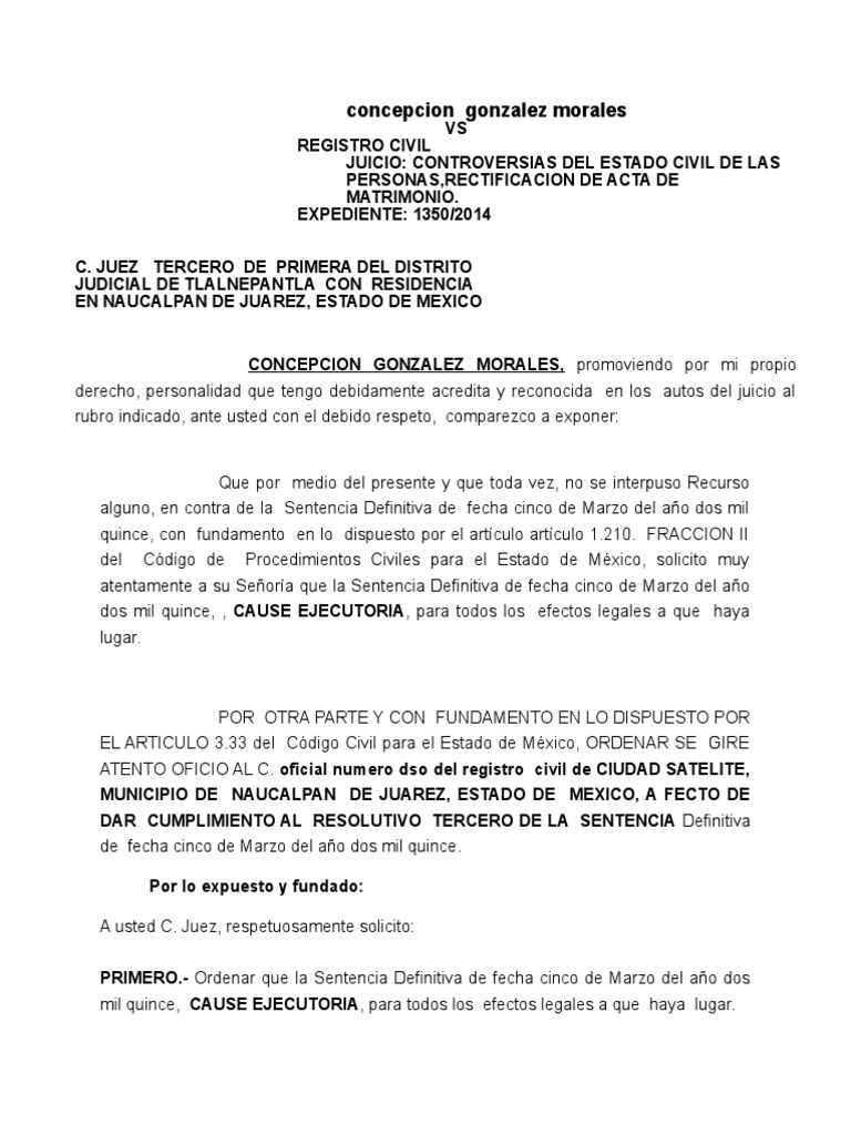 Cause Ejecutoria Estado de Mexico | PDF | Sentencia (ley) | Ley común