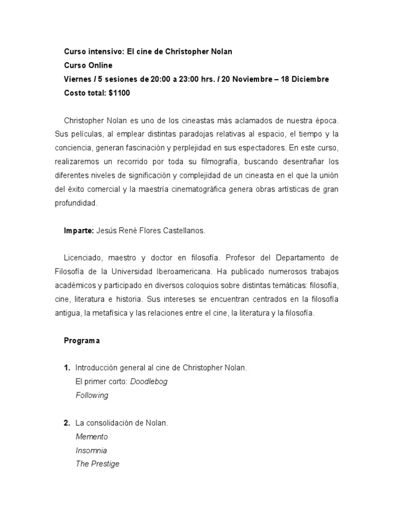 El Cine de Christopher Nolan | PDF