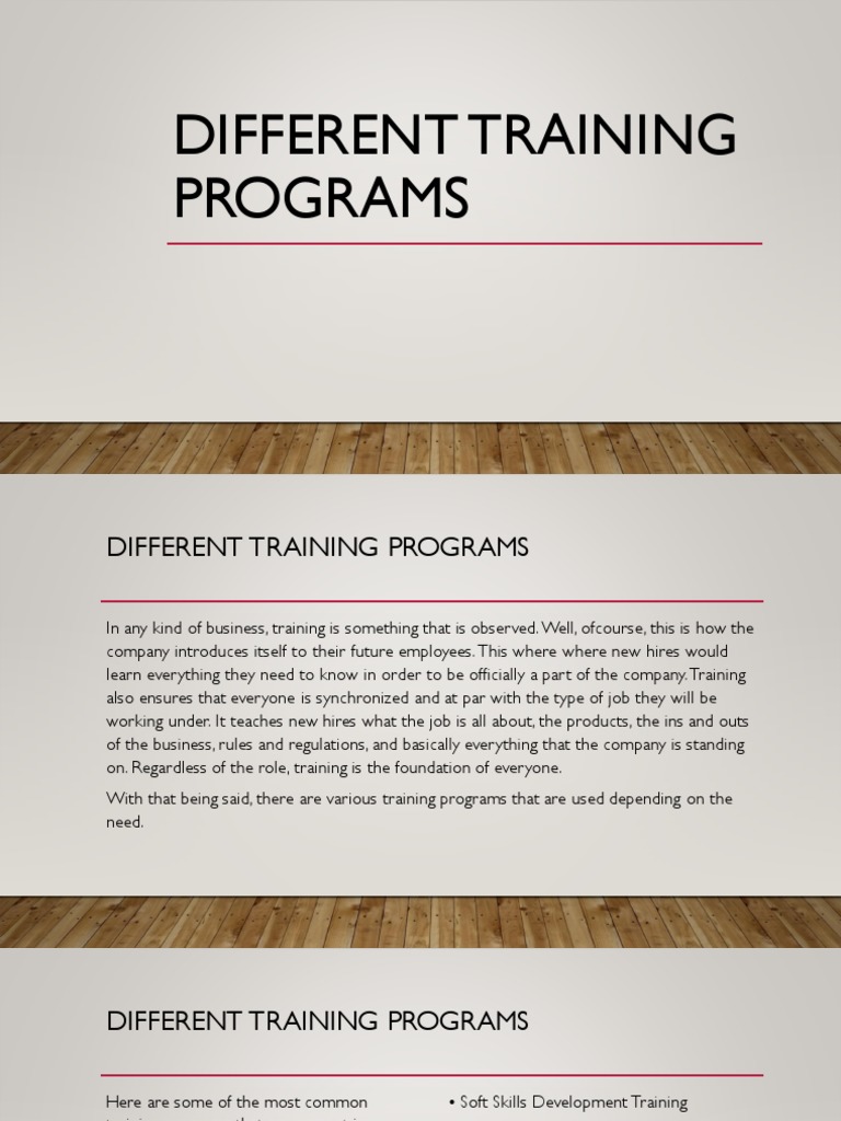 Different Training Programs | PDF | Regulatory Compliance | Employment